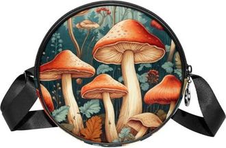 Generic Sac &agrave; bandouli&egrave;re rond rond pour femme, petit sac &agrave; bandouli&egrave;re champignon avec fermeture &eacute;clair, bretelles r&eacute;glables, d&eacute;contract&eacute; pour femmes et fill