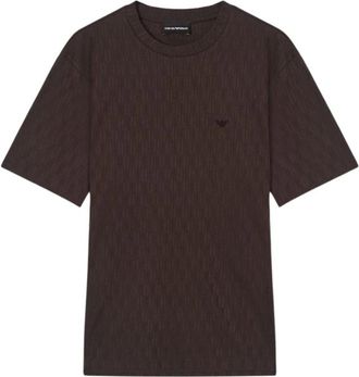 Emporio Armani Homme, Tops, Brun, Taille: 2XL Jacquard Jersey Shirt
