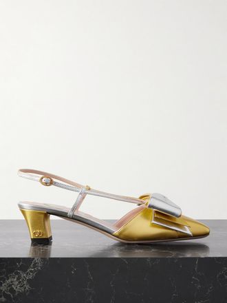 Valentino Garavani Bowow Zweifarbige Pumps Aus Metallic-leder - Gold