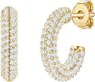 Glanzst&uuml;cke M&uuml;nchen Ohrringe - Sterling Silber Creolen Zirkonia - Gr. unisize - in Gold - f&uuml;r Damen