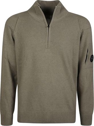 C.P. Company Lambswool Lens Half Zip Pullover - - Knitwear - Herren - Braun - XL
