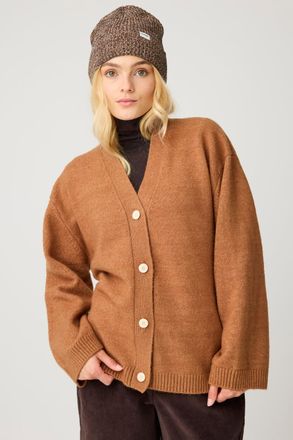 Knowledge Cotton Apparel Damen vegan Strickjacke Aus Souffl&eacute; Garn Lion Brown