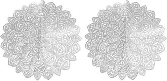 Garneck 2 St&uuml;ck PVC Tischsets mit Peacock Feder Muster Hitzebest&auml;ndige und rutschfeste Platzsets Dekorative Unterlage f&uuml;r Esstisch und K&uuml;chentisch Silberfarbe