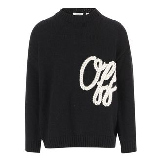 Off-white Homme, Pulls, Noir, Taille: S Pull en laine avec inscription logo