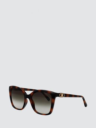 Ferragamo Lunettes de soleil ail-de-chat en ac&eacute;tate avec d&eacute;tail Gancini