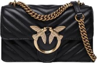 Pinko Sheep, Love One Mini DC Mouton Nappa C Femme, Z99Q_Nero-Antique Gold