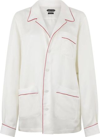 Tom Ford Femme, V&ecirc;tements de nuit et de d&eacute;tente, Blanc, Taille: 40 FR Silk Twill PJ Shirt