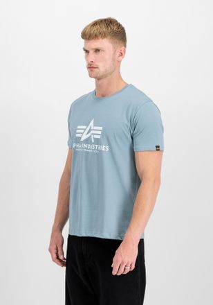 Alpha Industries T-Shirt ALPHA INDUSTRIES Basic T-Shirt, Herren, Gr. XL, bunt (graublau), Single Jersey, Obermaterial: 100% Baumwolle, bedruckt, regular fit normal, Ru