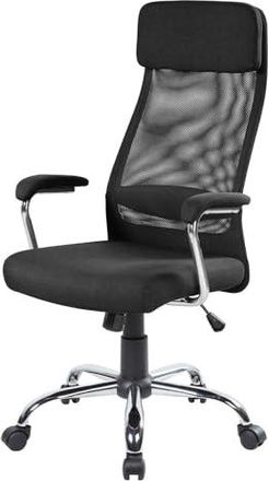 Dmora Bürostuhl Adelaide, Chefsessel mit Armlehnen, Ergonomischer Bürostuhl, cm 65x65h114/125, schwarz