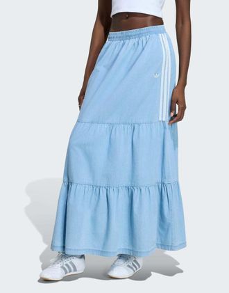 adidas Originals Summer Glow - Jupe en jean - Bleu clair
