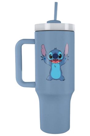 Disney Becher-To-Go Stitch, Hellblau, Metall, Kunststoff, 1.2 L, 27.2x14.2x10 cm, doppelwandig, Tragegriff, abnehmbarer Deckel, Trinkm&ouml;glichkeit im h&auml;lt warm