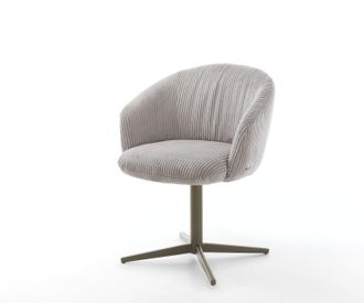 DELIFE Drehstuhl Caja-Flex mit Armlehnen Cord Silbergrau Fu&szlig;kreuz Effektfinish Titan 360&deg; drehbar Taschenfederkern, Esszimmerst&uuml;hle