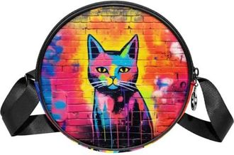 Generic Petit sac &agrave; bandouli&egrave;re rond pour femme, petit sac &agrave; bandouli&egrave;re avec fermeture &eacute;clair et bretelles r&eacute;glables style d&eacute;contract&eacute; pour femmes et filles