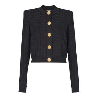 Balmain Monogram Strick-Cardigan - - Knitwear - Damen - Schwarzk - 2XS