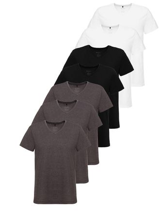 Tazzio T-Shirt Herren 7er-Pack V-Ausschnitt Shirt V-Neck Basic E107 (Mix TZJ-1, S)