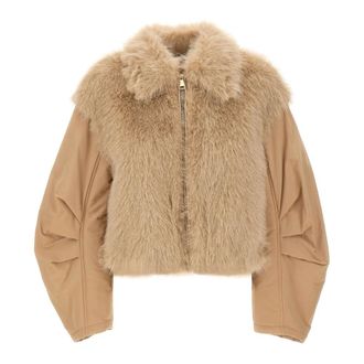 Kaos Kaos - Veste en fausse fourrure &agrave; mati&egrave;res m&eacute;lang&eacute;es - Femme - Vestes - Brun - Taille: 38 FR