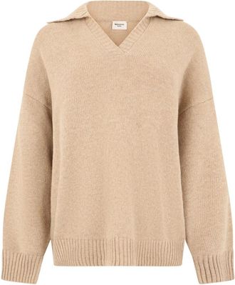Max Mara Pull Col V en Laine Vierge - Femme - Pulls - Beige - Taille: 38 FR