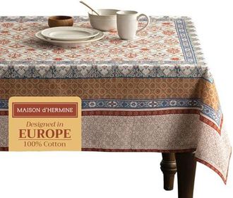 Maison d'Hermine Romane Nappe 100% Coton pour Cuisine, d&icirc;ner, Plateau de Table, d&eacute;coration de f&ecirc;te, Mariage, f&ecirc;te m&egrave;res, Thanksgiving, No&euml;l (Rectangle, 160cm x 220cm)