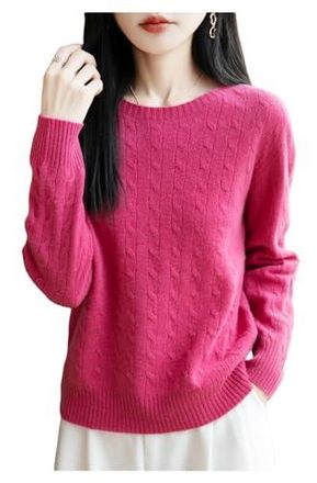 Generic Pull Femme Hiver Pull en Laine M&eacute;rinos 100% Pure pour Femme Manches Longues Col Rond Maille Torsad&eacute;e &Eacute;pais Et Chaud Id&eacute;al pour LAutomne lhiver Et Le P