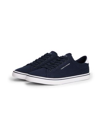 Tommy Hilfiger Sneaker TOMMY HILFIGER VULC CORE LONG LACE, Herren, Gr. 40, dunkelblau, Baumwolle, unifarben mit Farbeinsatz, Schuhe Sneaker, Freizeitschuh, Halbschuh