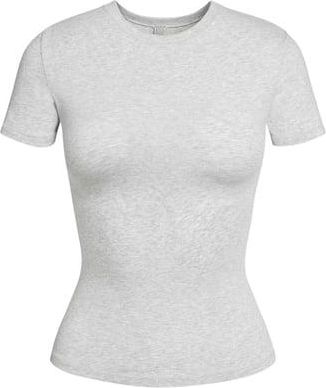 SKIMS T-shirt &agrave; col rond en coton m&eacute;lang&eacute;