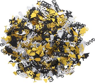 Hemobllo 3 Packungen Graduation Konfetti mit Eleganten Abschlussm&uuml;tze und Diplom Motiven in Schwarz Gold Vielseitige Tischdeko f&uuml;r Abschlussfeier Partydekorati