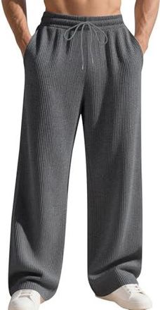 Generic Pantalon cargo utilitaire pour homme pour les aventures en plein air et un usage quotidien, durable avec poches et cordon de serrage &agrave; la taille, gris