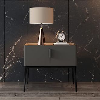 Generic Grauer Nachttisch Mit 1 Schublade, Moderner Nachttisch for Schlafzimmer Und Wohnzimmer, 50 X 50 X 40 cm, Keine Montage(Dark Gray)