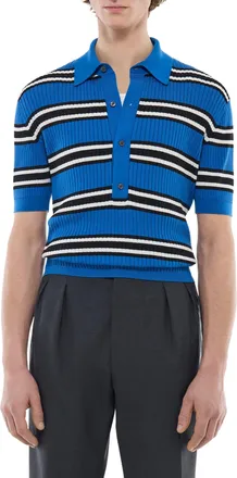 Fursac Polo &agrave; rayures en maille de coton c&ocirc;tel&eacute; - Taille XXL - Homme
