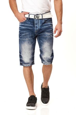 Cipo & Baxx Jeansbermudas CIPO & BAXX, Herren, Gr. 38, N-Gr, blau, Denim/Jeans, Obermaterial: 100% Baumwolle, Abriebeffekte, regular fit knielang, Jeans, Baumwoll