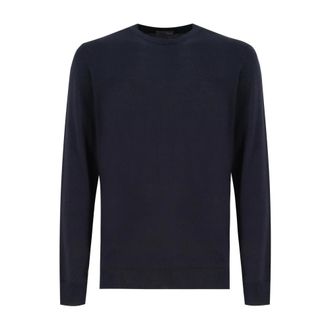 Drumohr Feiner Merinowoll-Rundhalspullover - - Knitwear - Herren - Blau - S