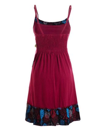 vishes Sommerkleid Mini Tr&auml;gerkleid Damen Jersey Baumwolle mit Blumenbord&uuml;re Alternative Mode, Boho, Hippie, Ethno, Festival