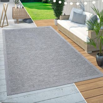 Paco Home Paco Home - Tapis Int&eacute;rieur & Ext&eacute;rieur Balcon Terrasse Cuisine Design Bordures Moderne Gris 200 cm rond