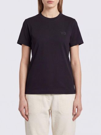 Yohji Yamamoto T-shirt &agrave; col rond en coton &agrave; manches courtes avec logo ton sur ton