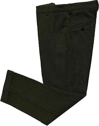 Solovedress Robe vintage en tweed pour homme, pantalon à chevrons, coupe droite, pantalon daffaires, Vert armée, 36W x 30L