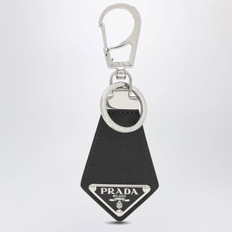 Prada Schwarzer Schl&uuml;sselanh&auml;nger aus Saffiano mit Logo