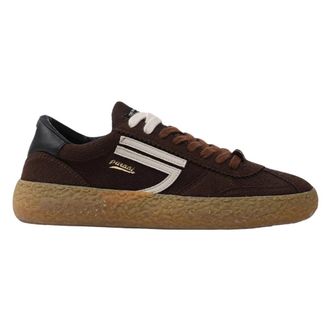 Puraai Braune Wildleder-Sneakers mit Cremedetails - - Shoes - Herren - Braun - 41 EU