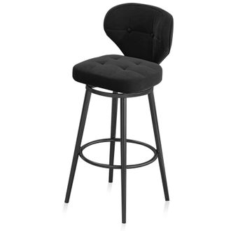 Generic Moderner Drehbarer Barhocker Aus Samt, 75 cm Hoch, mit Metallfu&szlig; f&uuml;r K&uuml;cheninsel, Zuhause, Kneipe Oder Restaurant, Schwarz