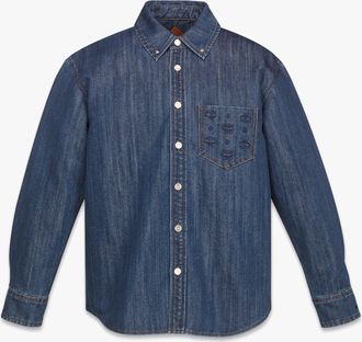 MCM Hemd aus Lurex-Denim mit Monogramm-Brusttasche