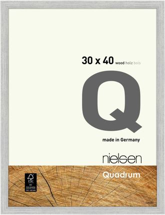 Nielsen Design Bilderrahmen, 30 x 40 cm, Holz, Silber, Fotorahmen zum Aufhängen im Hoch- & Querformat, Echtglas, Quadrum