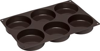 Lurch 85086 FlexiForm Burger Buns / Backform aus Silikon für 8,5 cm Pattys, 6-Fach, Braun