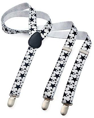 Miobo Bretelles longues pour enfants, forme en Y, 3 clips, &eacute;lastiques, &eacute;troites, &Eacute;toile blanche, XXS