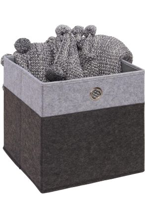 CARRYHOME Faltbox, Anthrazit, Hellgrau, Metall, Textil, Karton, 32x32x32 cm, faltbar, Ordnen & Aufbewahren, Aufbewahrungsboxen, Faltboxen