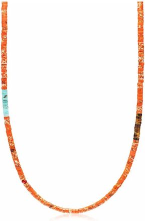 Nialaya Homme, Accessoires, Gris, Taille: XL Collier Heishi en Jaspe Orange