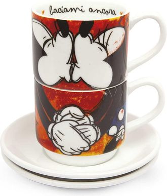Egan Set mit 2 Kaffeetassen Kollektion Disney Mickey Mouse Love. Artikel aus Porzellan in Rot und Mehrfarbig. Maße: H 5,5 cm. Die Referenz ist PWM02I/S