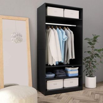 vidaXL Vidaxl - Garde-robe Noir 100 x 50 x 200 cm Bois ding&eacute;nierie