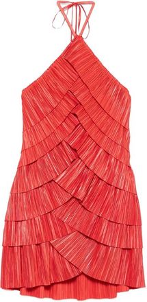 Cult Gaia Tiered Pliss&eacute;-effect Dress