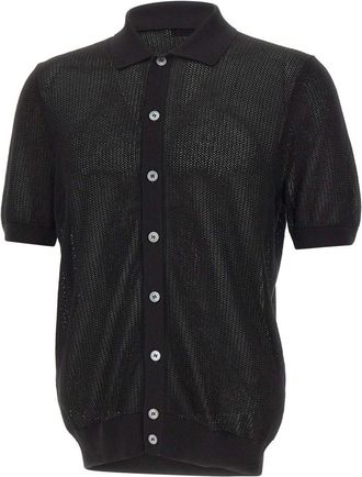 Gran Sasso Homme, Pulls, Noir, Taille: L Short Sleeve Knit Shirt