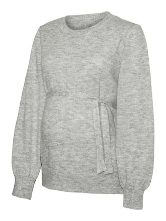 Mama Licious Damen Mlnewanne L/S Knit Top A. Noos Pullover Sweater, Light Grey Melange, XL EU