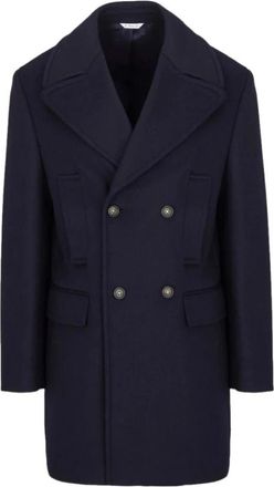 Manuel Ritz Homme, Manteaux, Bleu, Taille: XL Flap Pocket Double-Breasted Coat